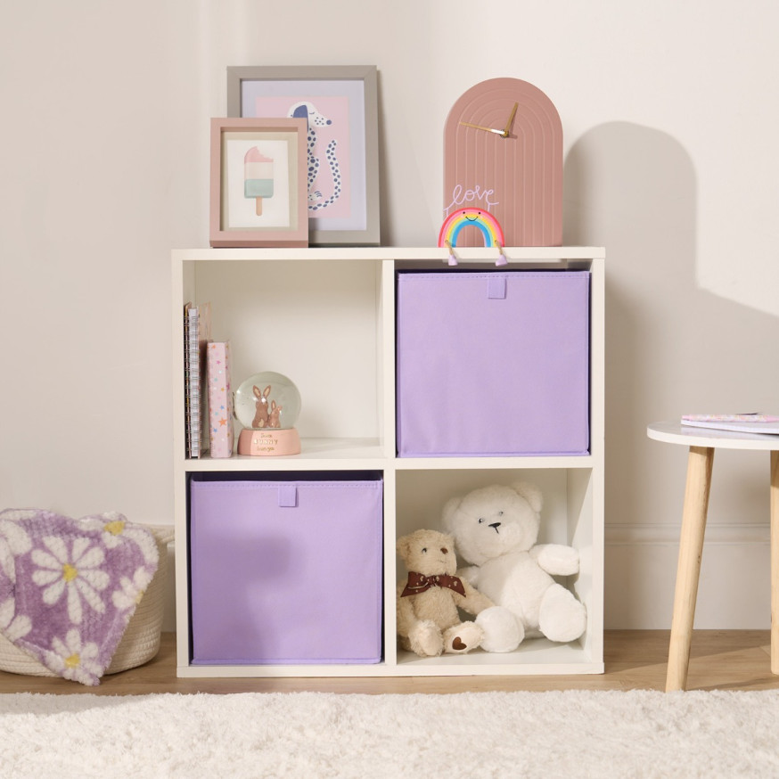 OHS Plain Cube Storage Boxes, Lilac - 2 Pack