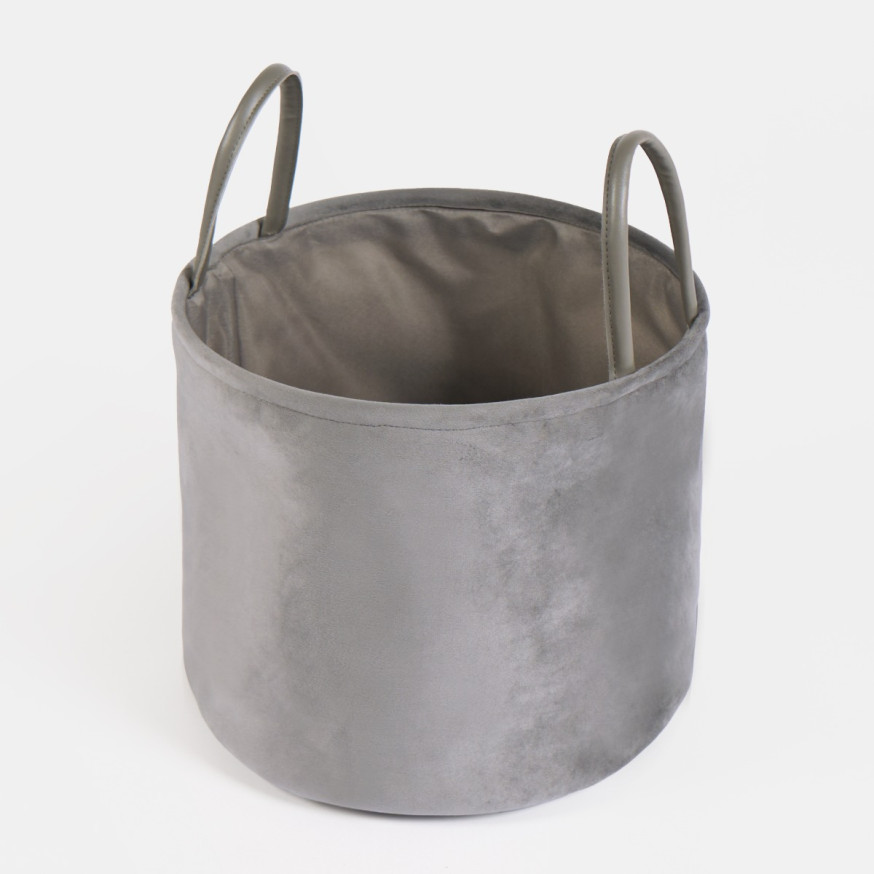 OHS Matte Velvet Storage Basket - Charcoal
