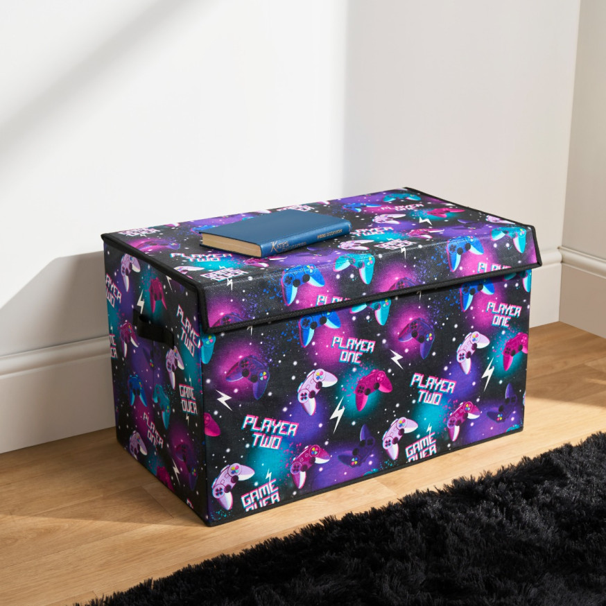 OHS Gaming Large Collapsible Storage Box with Lid - Neon