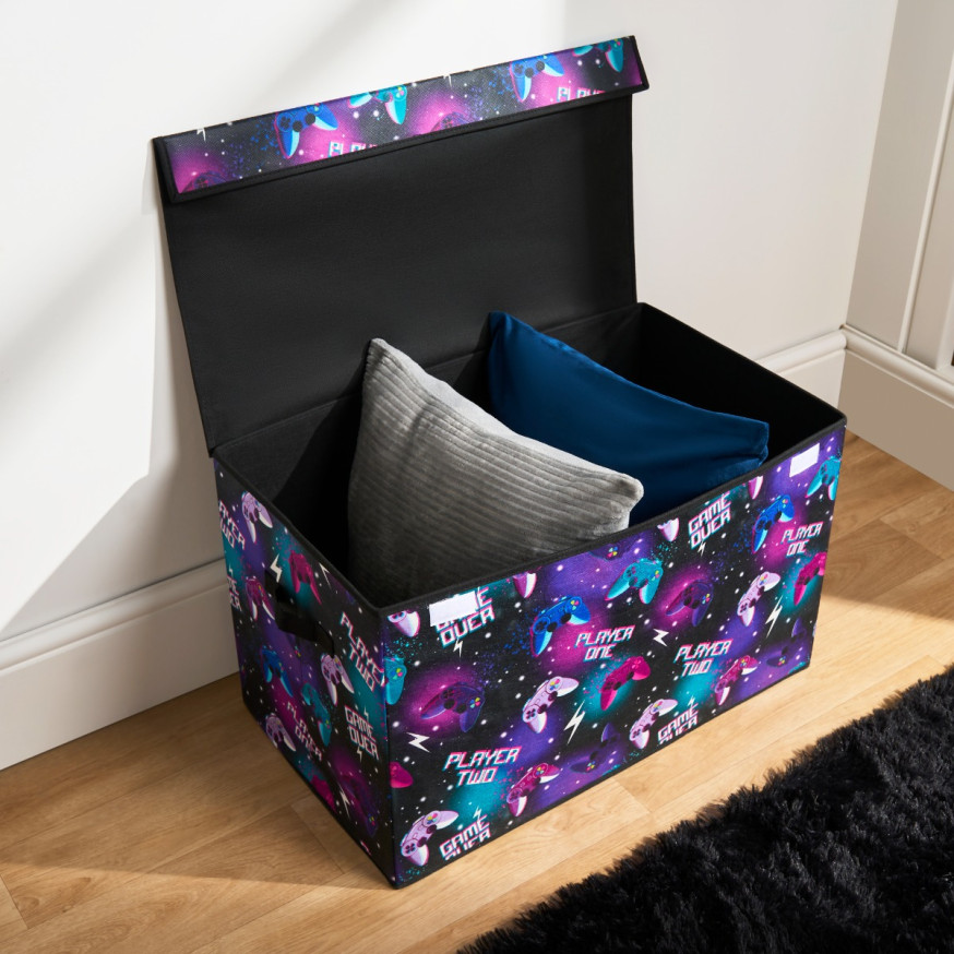 OHS Gaming Large Collapsible Storage Box with Lid - Neon