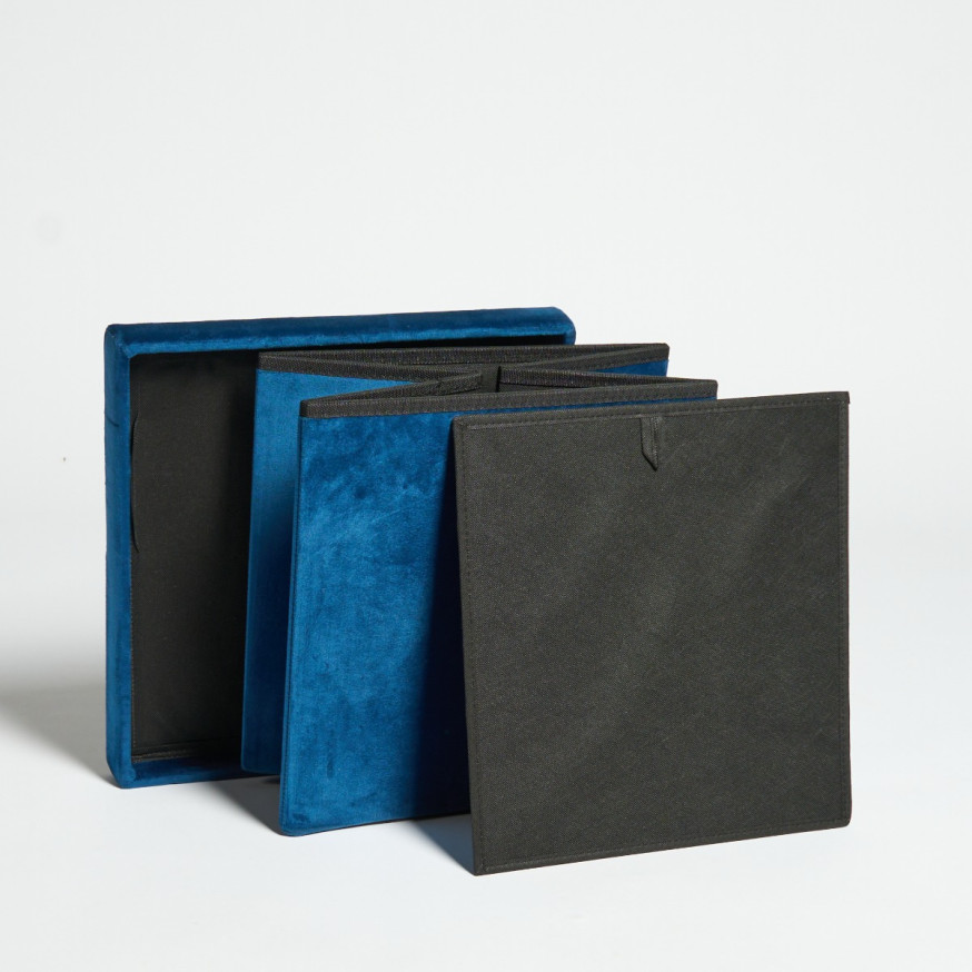 OHS Matte Velvet Foldable Cube Storage Ottoman - Teal