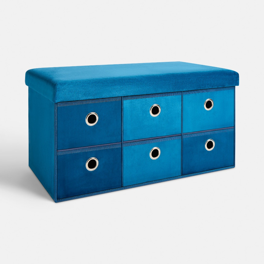 OHS Matte Velvet 6-Drawer Storage Chest - Teal