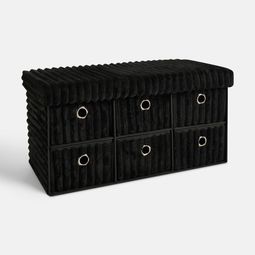 OHS Ribbed 6-Drawer Storage Chest - Black