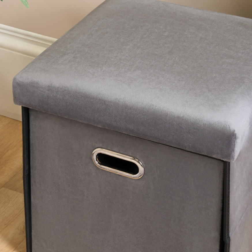 OHS Matte Velvet 1-Drawer Storage Cube - Charcoal
