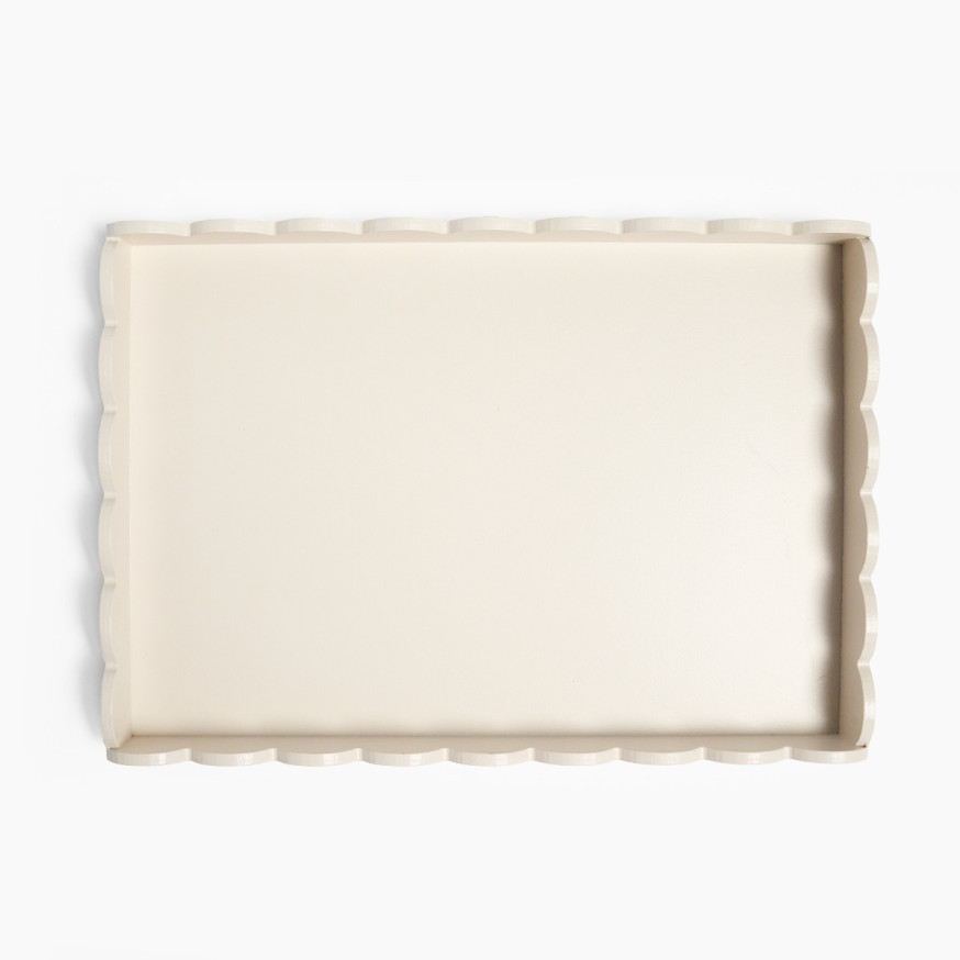 OHS Rectangle Scallop Tray - Cream