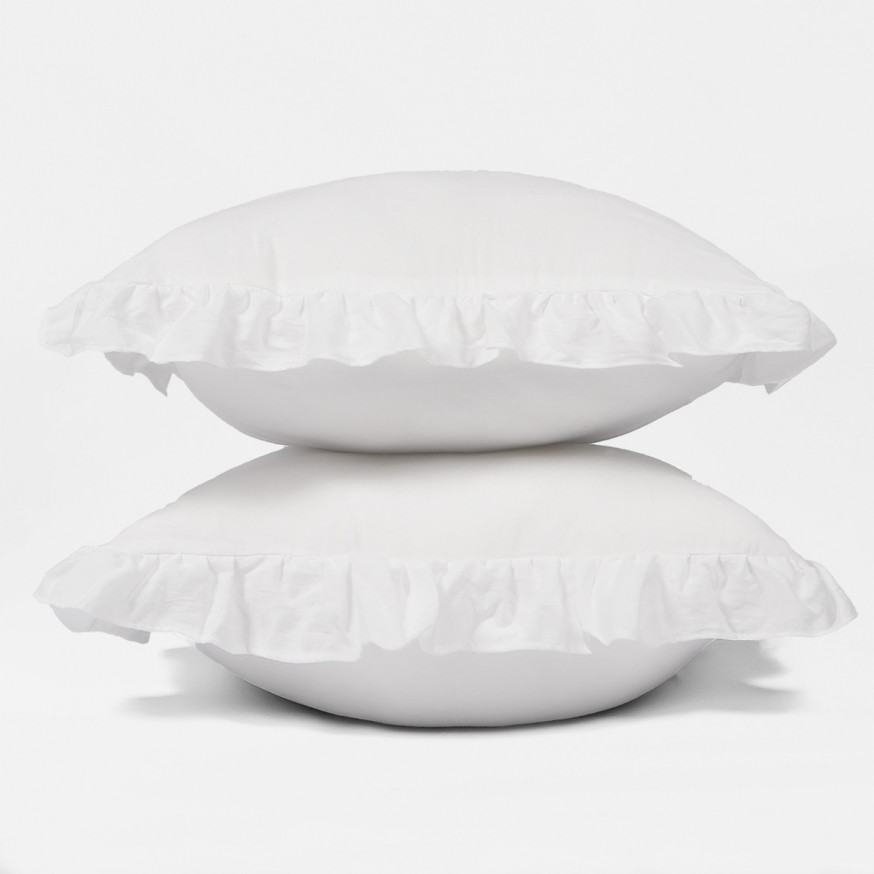 OHS Frill Cushion Covers - White