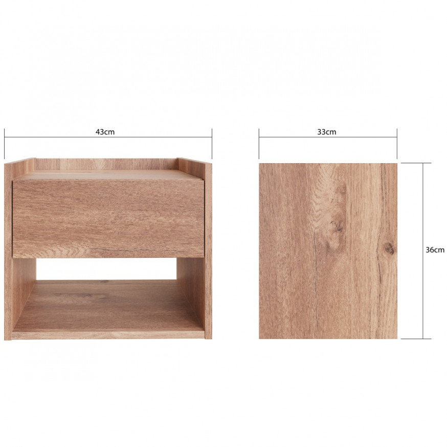 Harmony Pair Of Wall Mounted Bedside Tables - Oak
