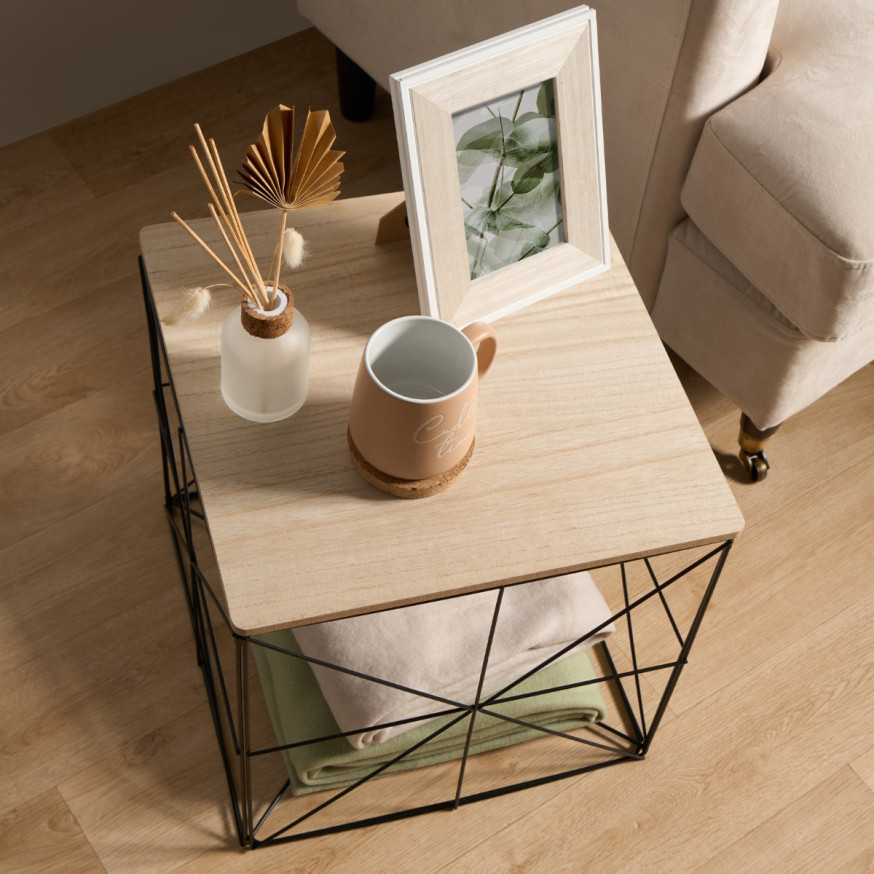 OHS Manhattan Large Storage Basket Side Table - Natural Wood