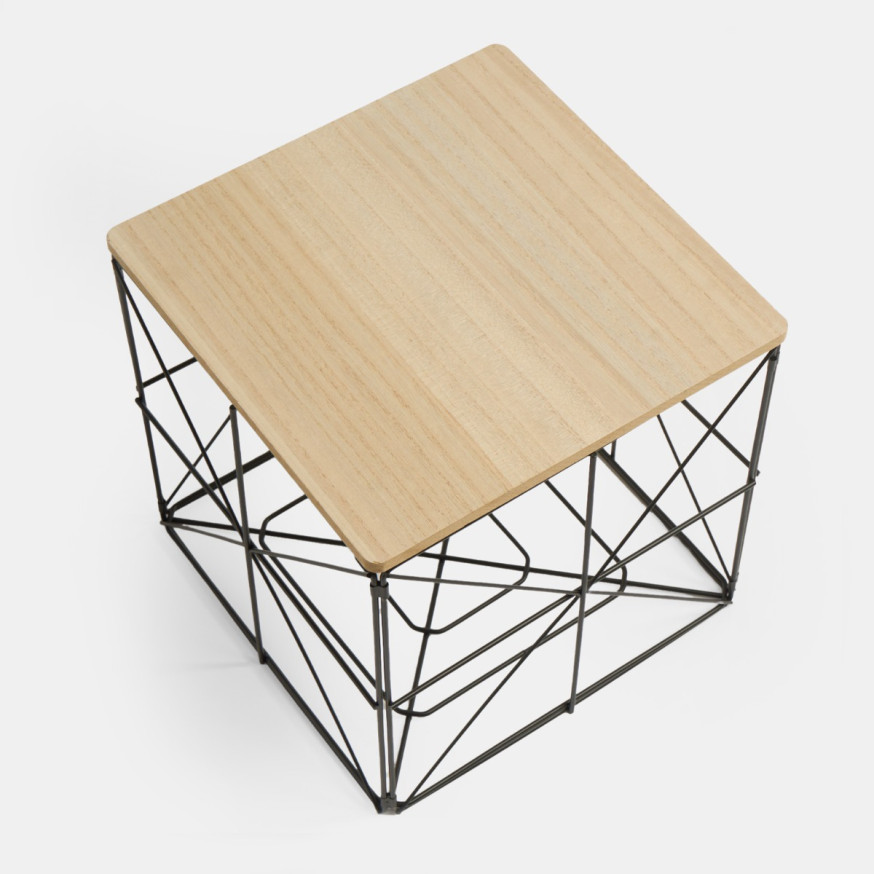 OHS Manhattan Large Storage Basket Side Table - Natural Wood