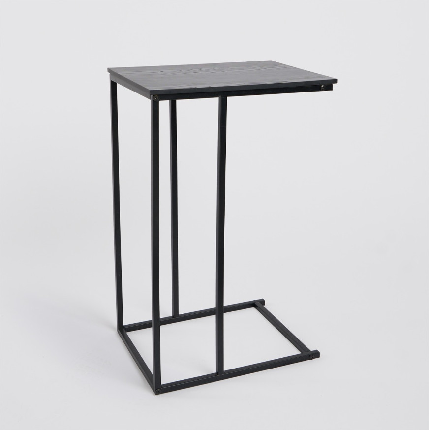 OHS C Shape Side Table - Black Wood