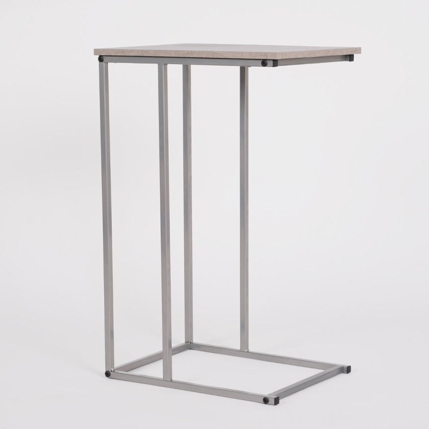 OHS C Shape Marble Effect Side Table - Grey