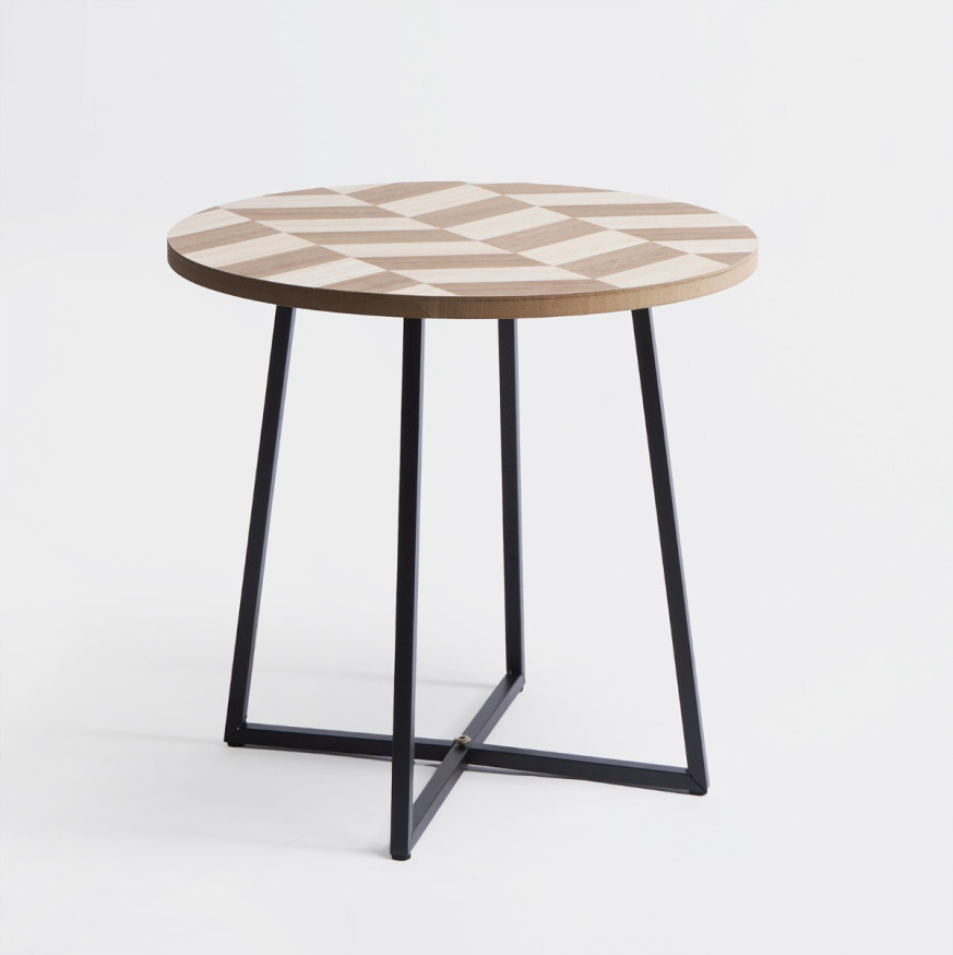 OHS Herringbone Round Side Table - Wood