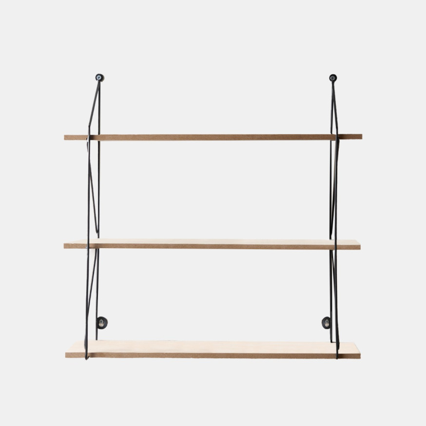 OHS 3 Tier Floating Wooden Shelves Set - Natural