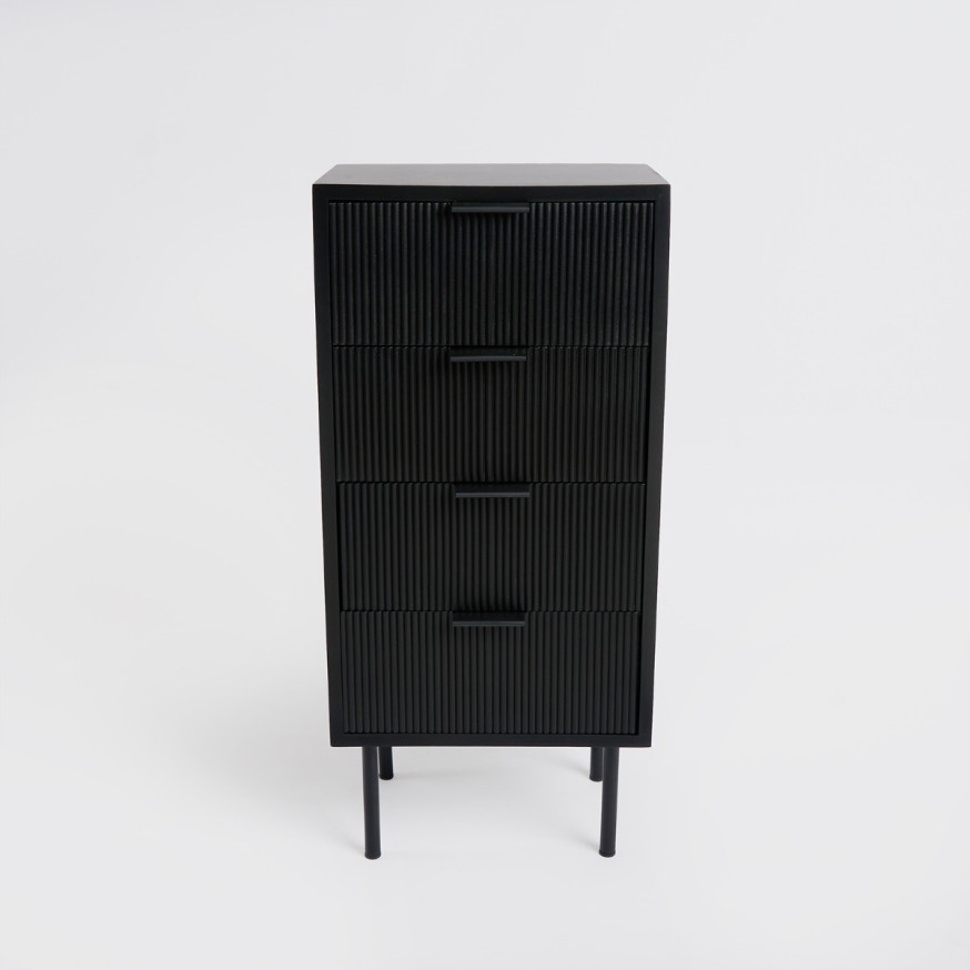 OHS Ribbed 4-Drawer Unit - Black