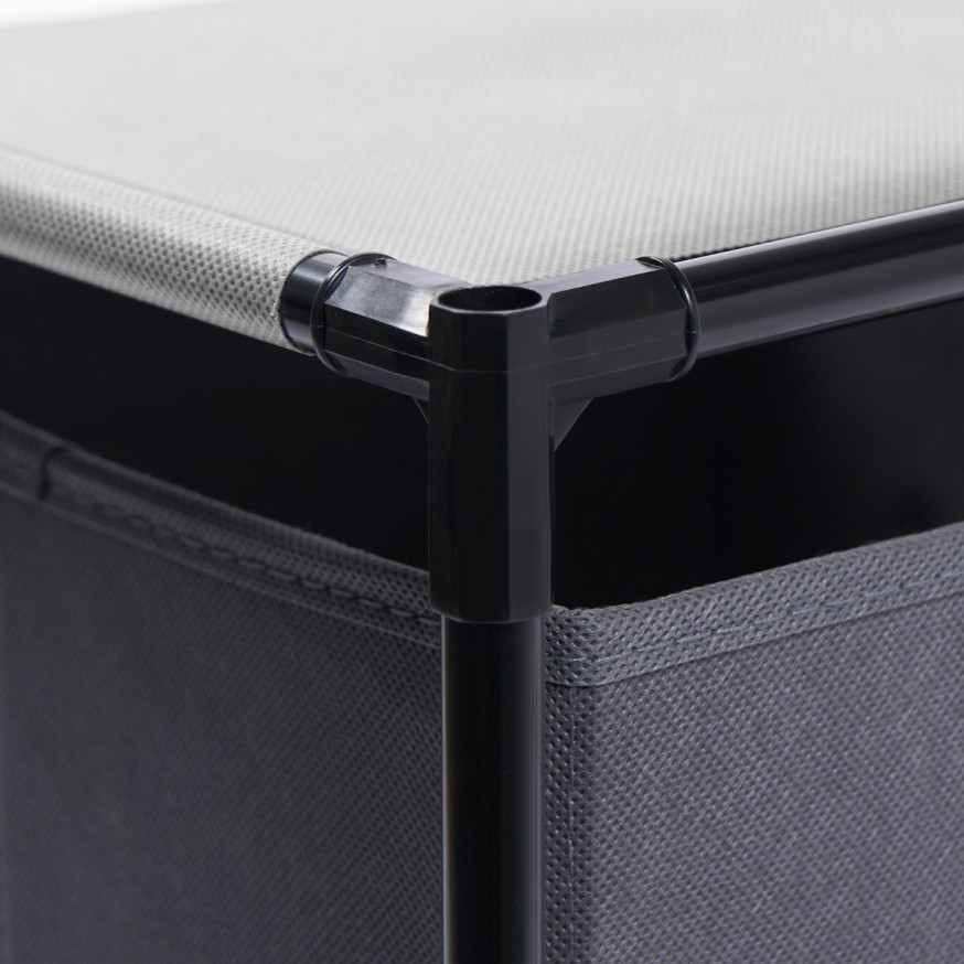 OHS 2 Cube Plastic Storage Rack with 2 Fabric Boxes - Grey