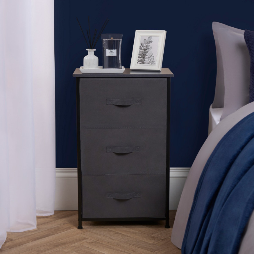 OHS Brooklyn 3 Drawer Fabric Cabinet - Grey