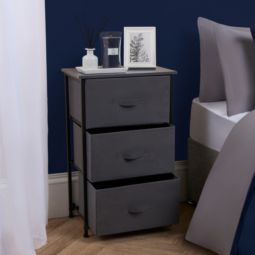 OHS Brooklyn 3 Drawer Fabric Cabinet - Grey