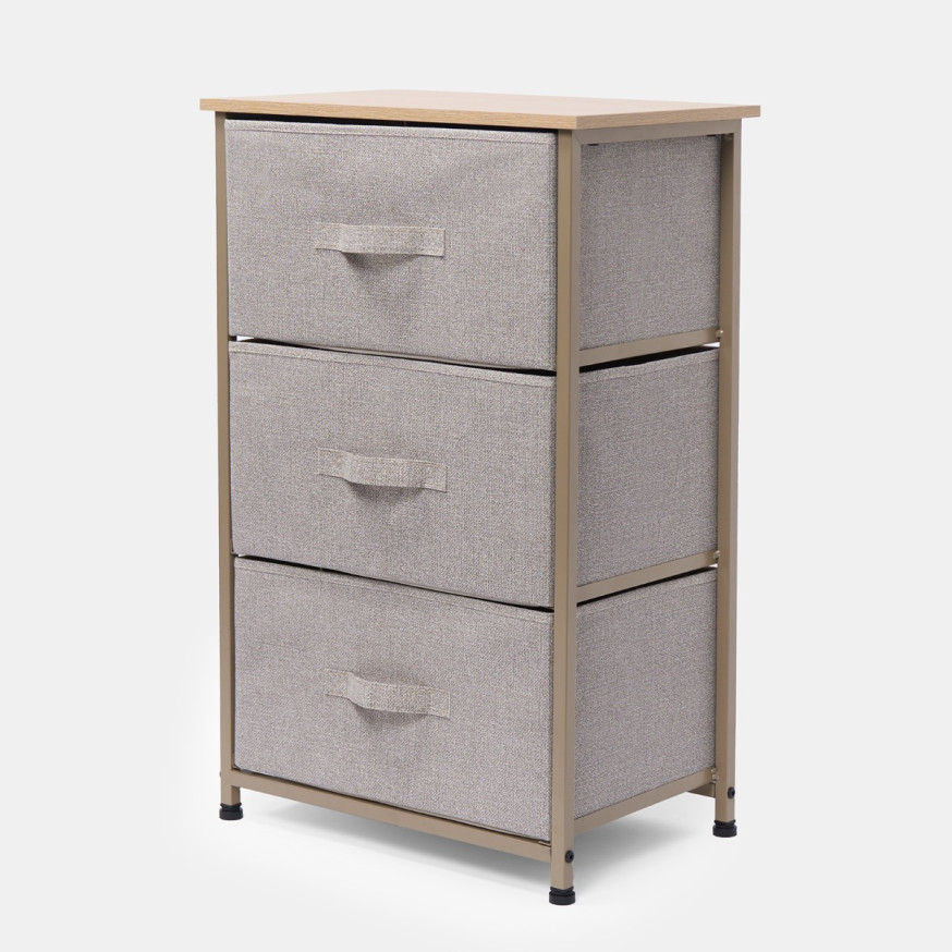 OHS Brooklyn 3 Drawer Fabric Cabinet - Beige