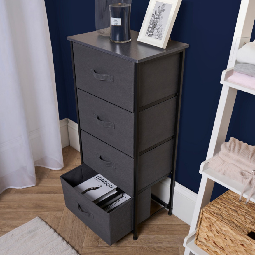 OHS Brooklyn 4 Drawer Fabric Cabinet - Grey