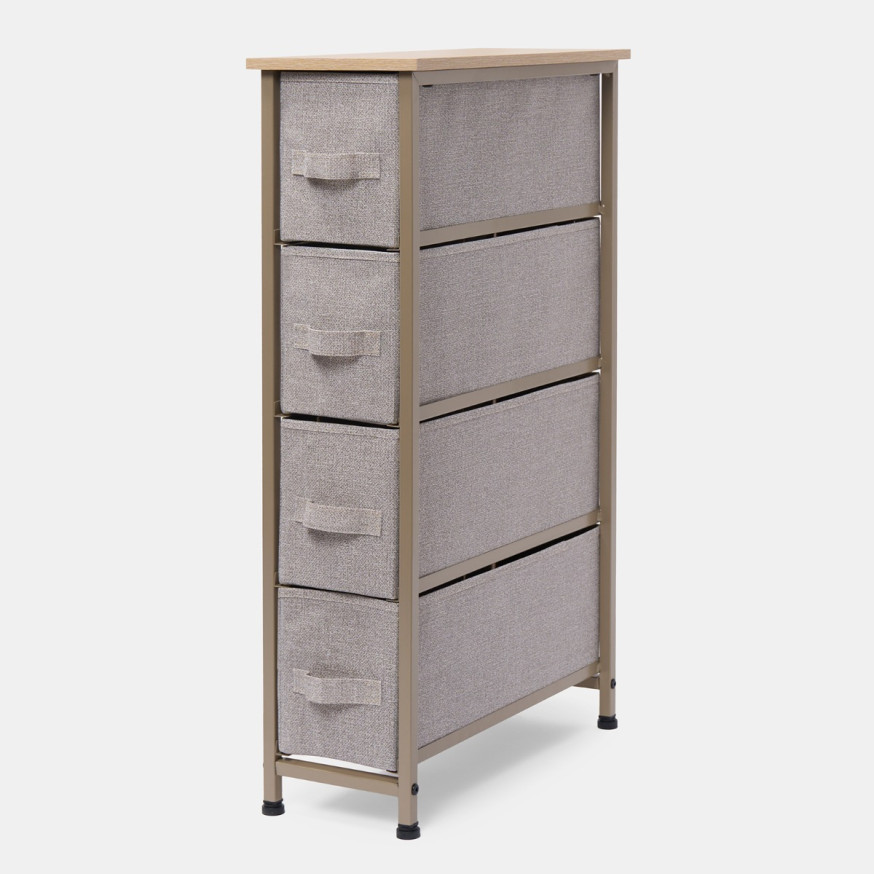 OHS Brooklyn 4 Drawer Narrow Fabric Cabinet - Beige
