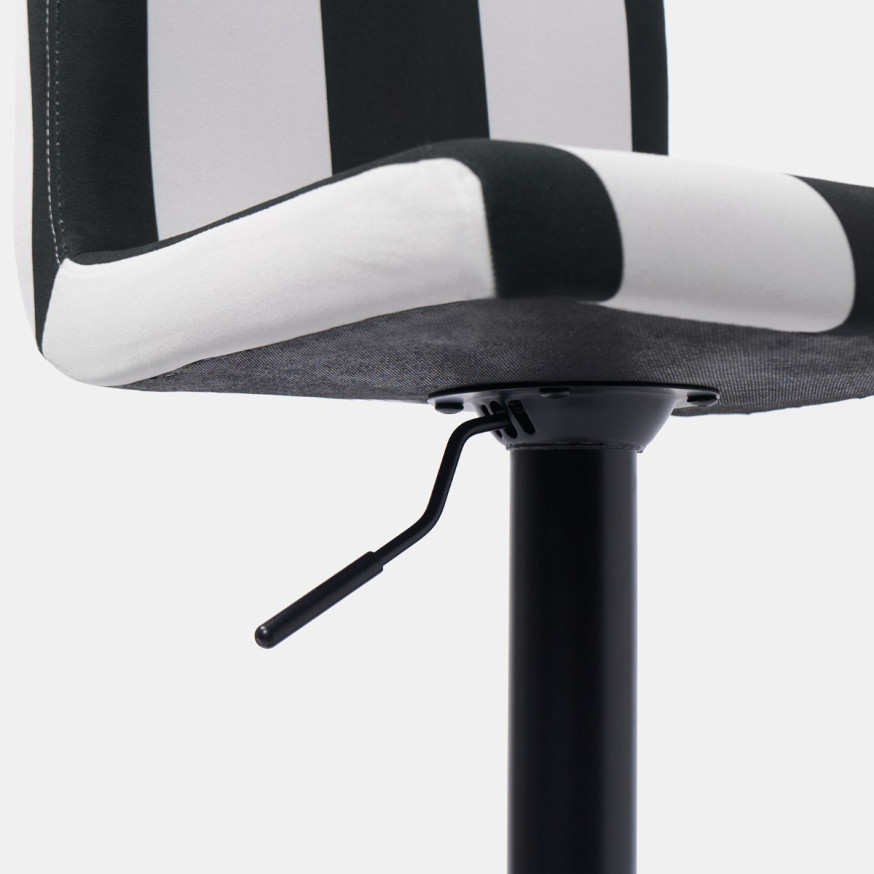 OHS Set of 2 Adjustable Striped Velvet Bar Stools - Monochrome