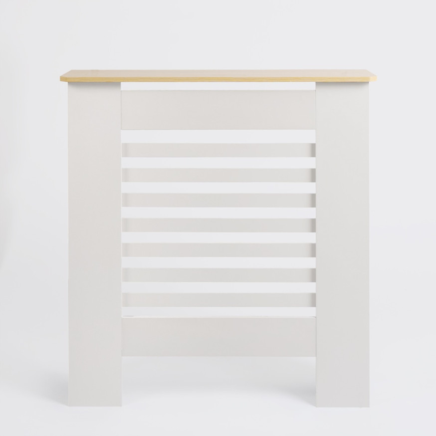 OHS Wooden Radiator Cover with Oak Look Top - Cream
