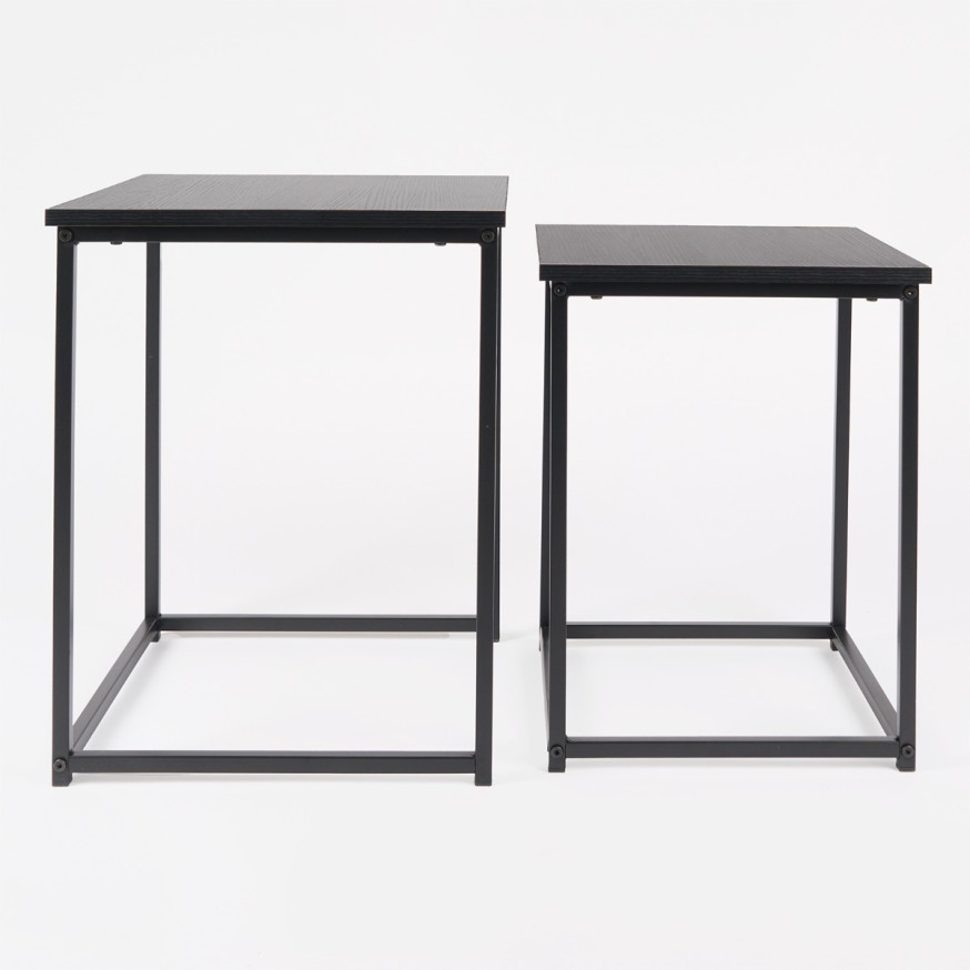 OHS Manhattan Nest of 2 Square Tables - Black