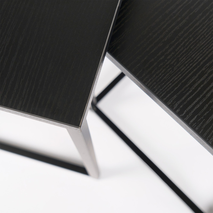 OHS Manhattan Nest of 2 Square Tables - Black