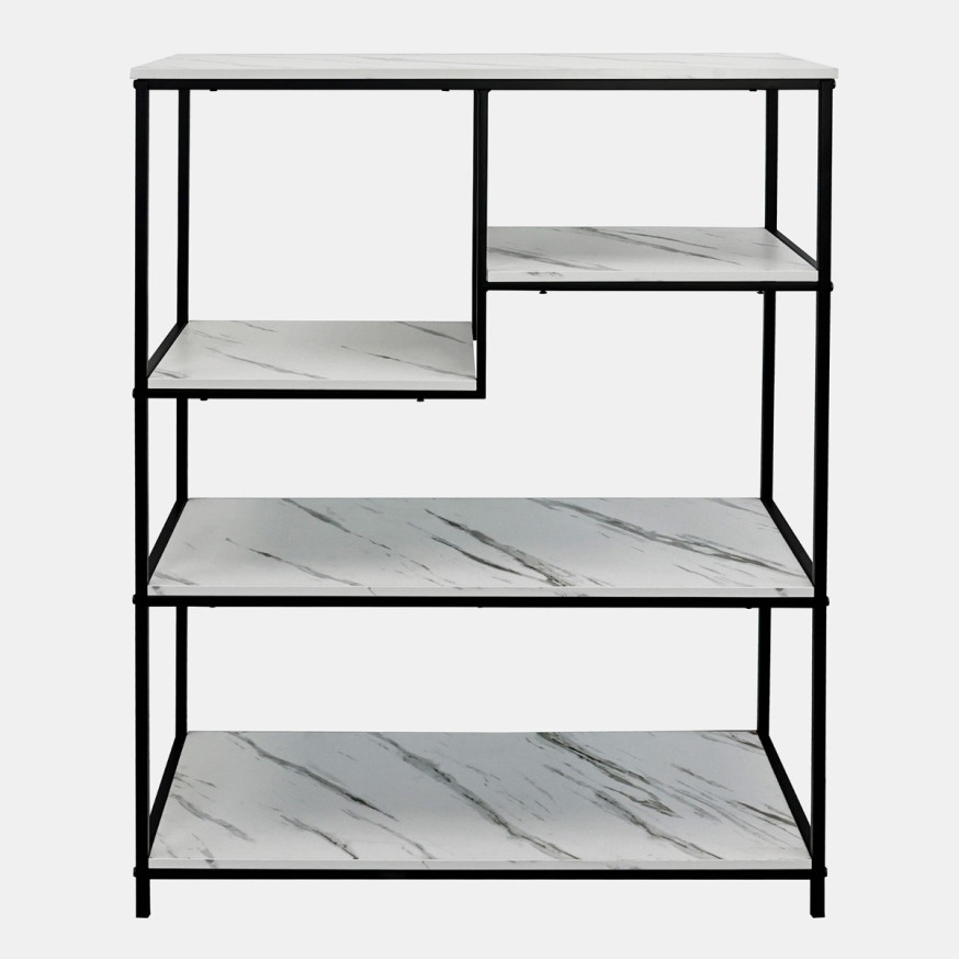 OHS Manhattan Marble Effect Display Shelving Unit - Black/White