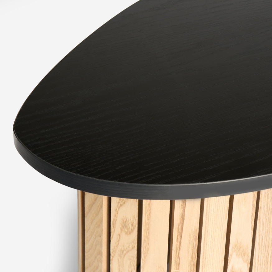 OHS Madison Ribbed Side Table - Light Wood/Black