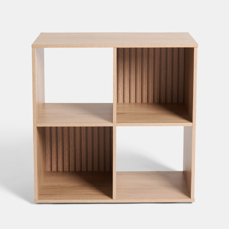 OHS Dallas 4 Cube Panel Storage Unit - Natural Wood