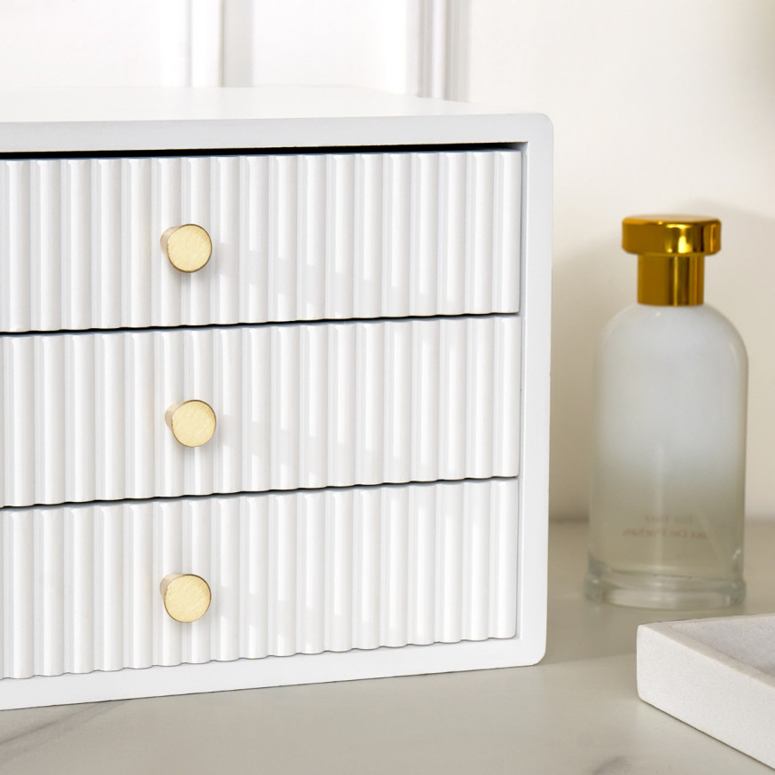 OHS Small Ribbed Desk Drawers - White