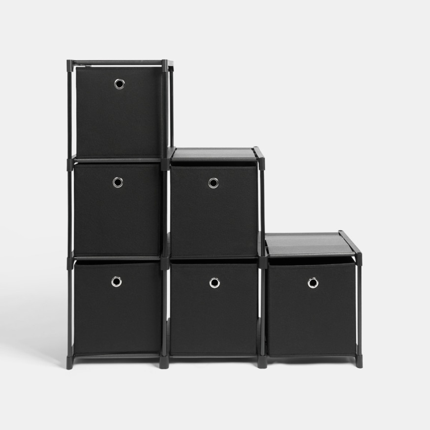 OHS Boston Storage with Fabric Cubes - Black