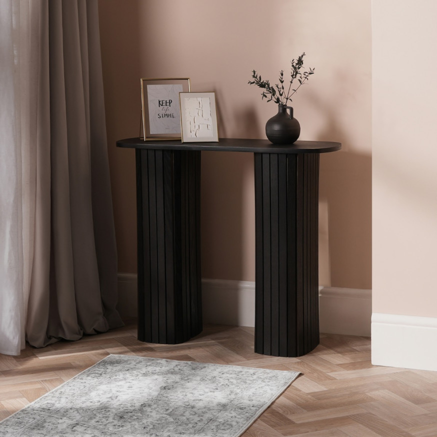 OHS Madison Ribbed Console Table - Black
