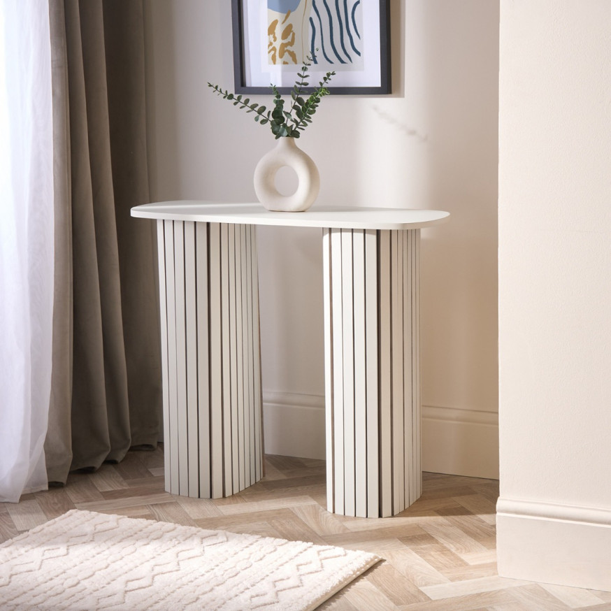OHS Madison Ribbed Console Table - Cream