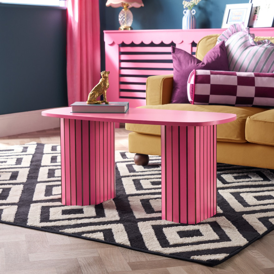 OHS Madison Ribbed Coffee Table - Hot Pink