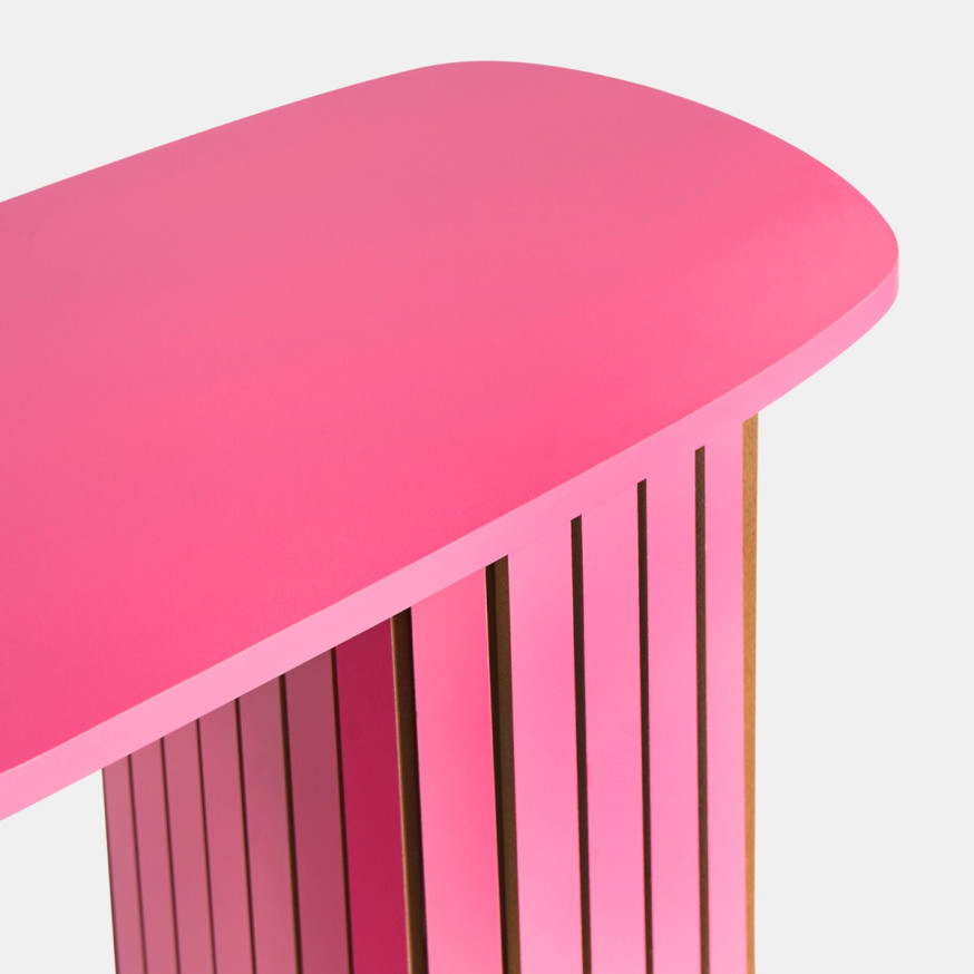 OHS Madison Ribbed Console Table - Hot Pink