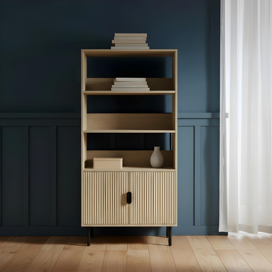 OHS Ribbed Display Unit - Light Wood