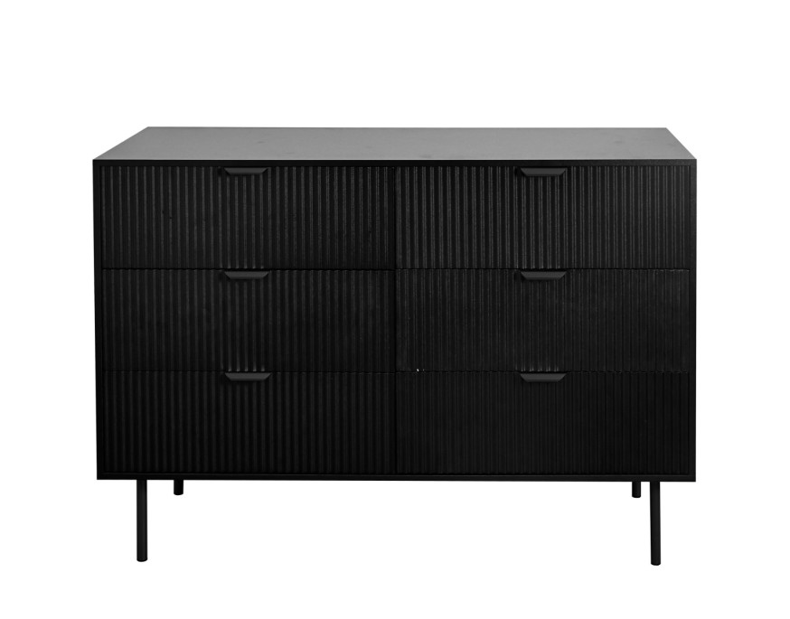 OHS Ribbed 6-Drawer Unit - Black