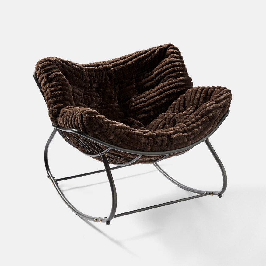 OHS Ribbed Faux Fur Rocking Chair - Chocolate