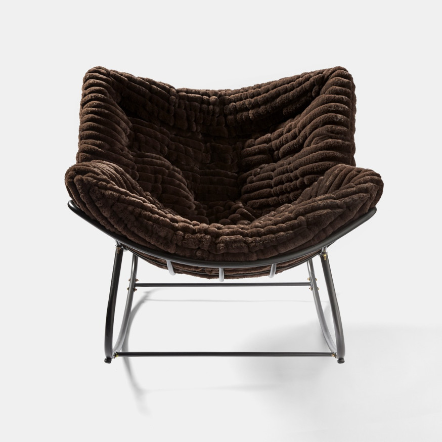 OHS Ribbed Faux Fur Rocking Chair - Chocolate