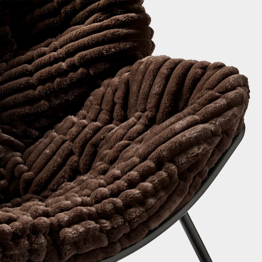 OHS Ribbed Faux Fur Rocking Chair - Chocolate