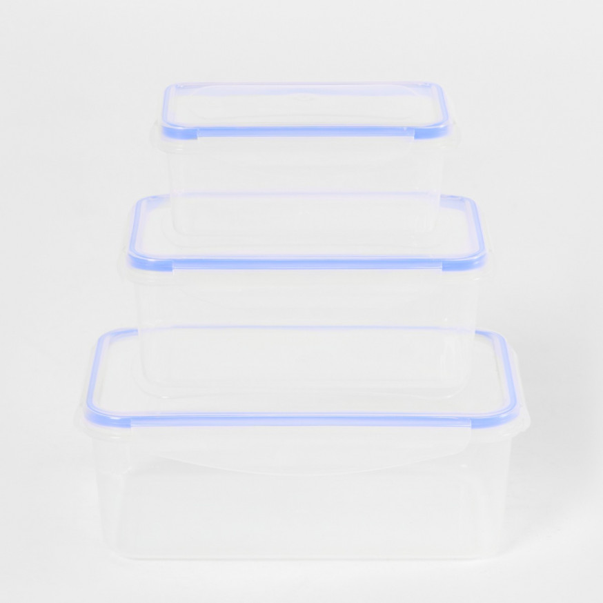 OHS Rectangle Plastic Tupperware Set, 3 Piece - Clear