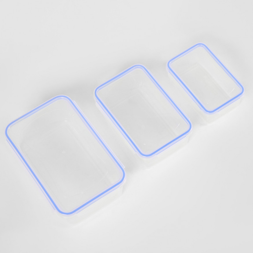 OHS Rectangle Plastic Tupperware Set, 3 Piece - Clear