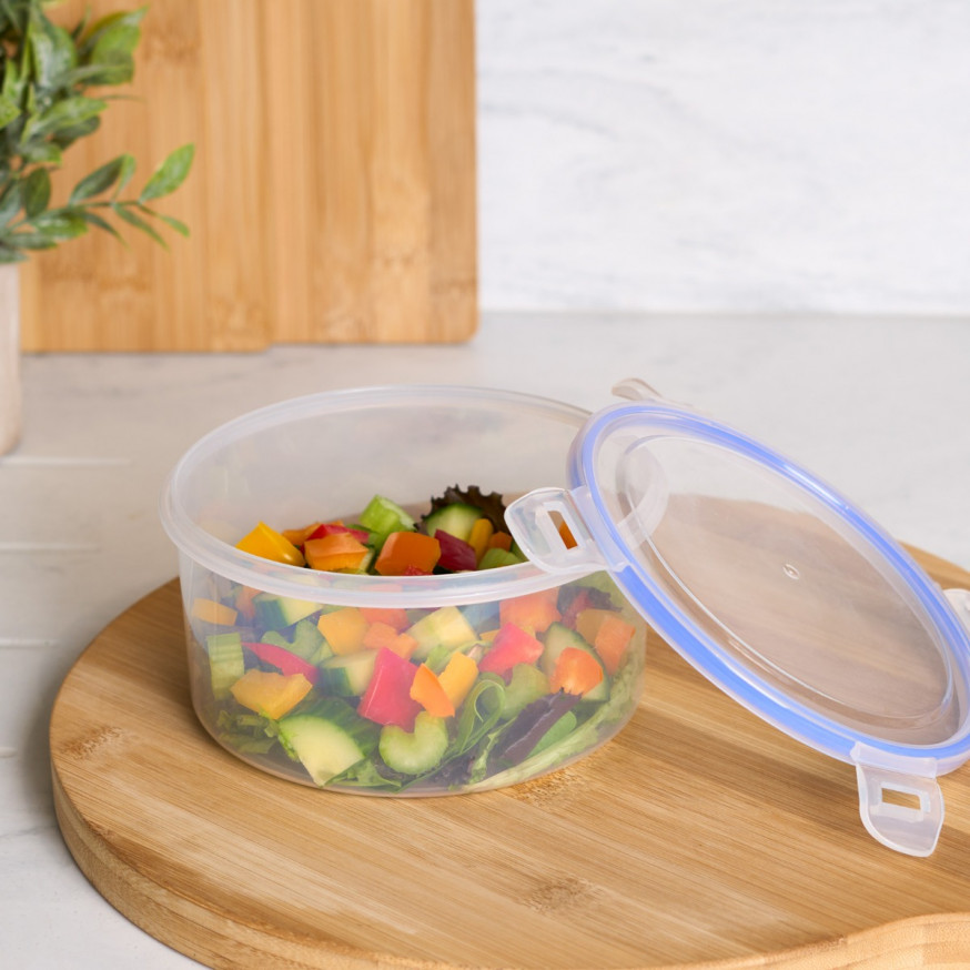 OHS Round Plastic Tupperware Set, 3 Piece - Clear