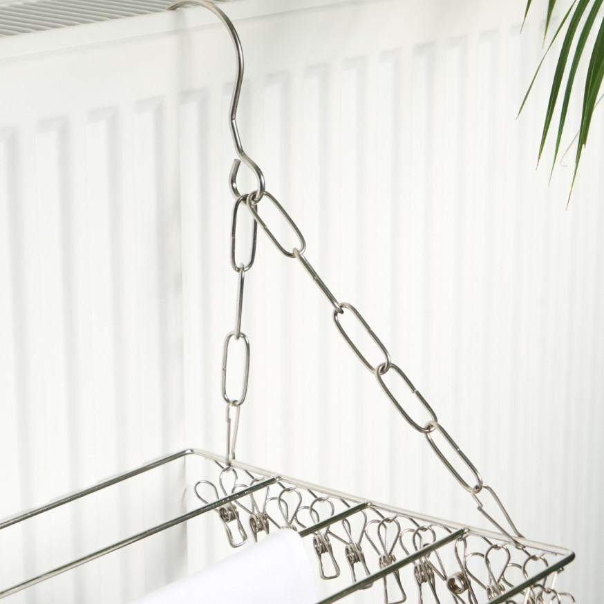 OHS Hanging Radiator Airer With Pegs - Silver