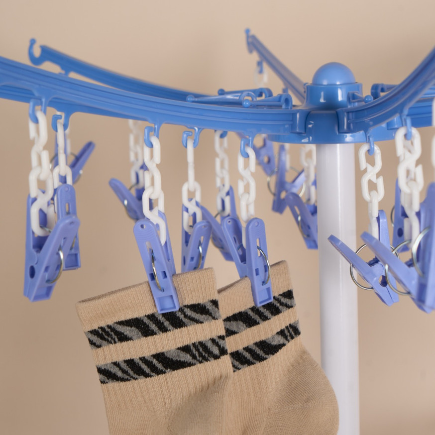 OHS Multifunctional Hanger and Peg Airer - White/Blue