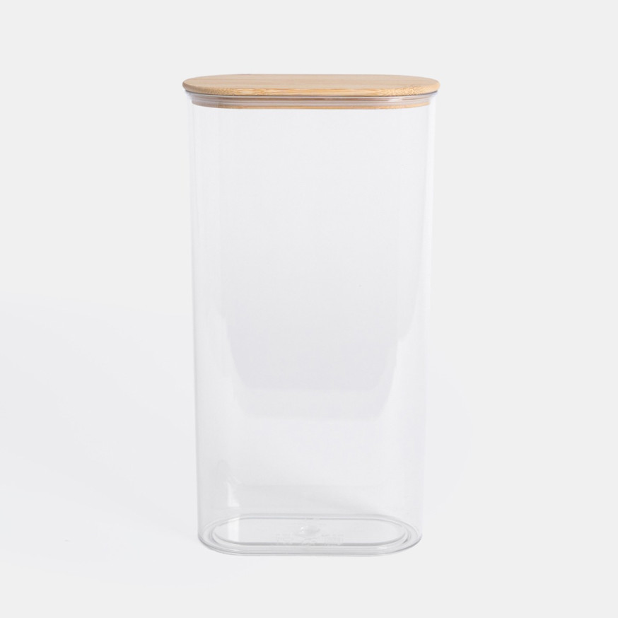 OHS Large Plastic Oval Storage Container with Bamboo Lid - Clear