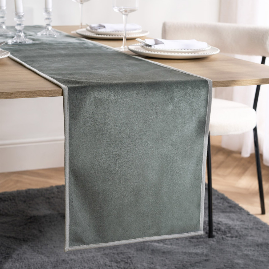 OHS Piped Trim Table Runner – Charcoal/Silver