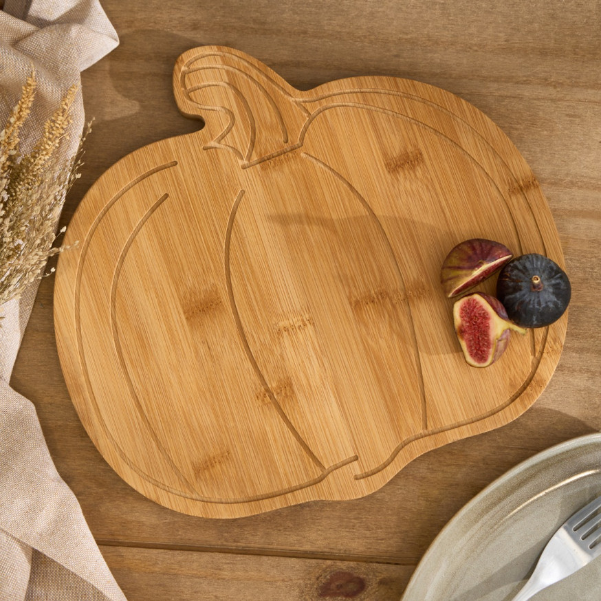 OHS Wooden Pumpkin Serving Board - Natural